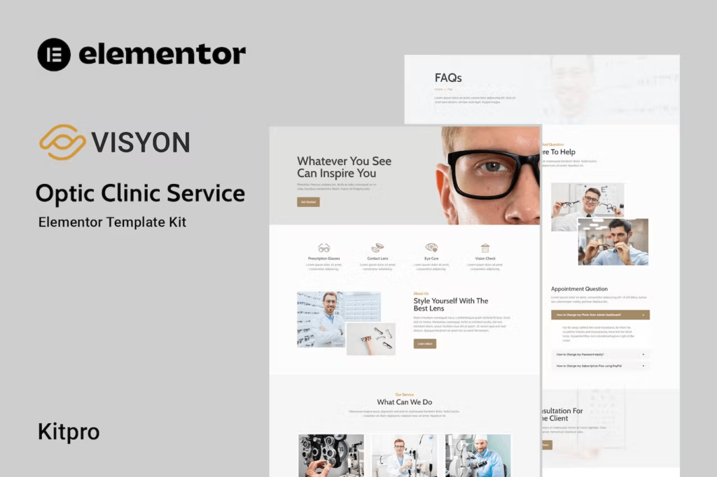 Visyon – Optic Clinic Service Elementor Template Kit | WP NOVA